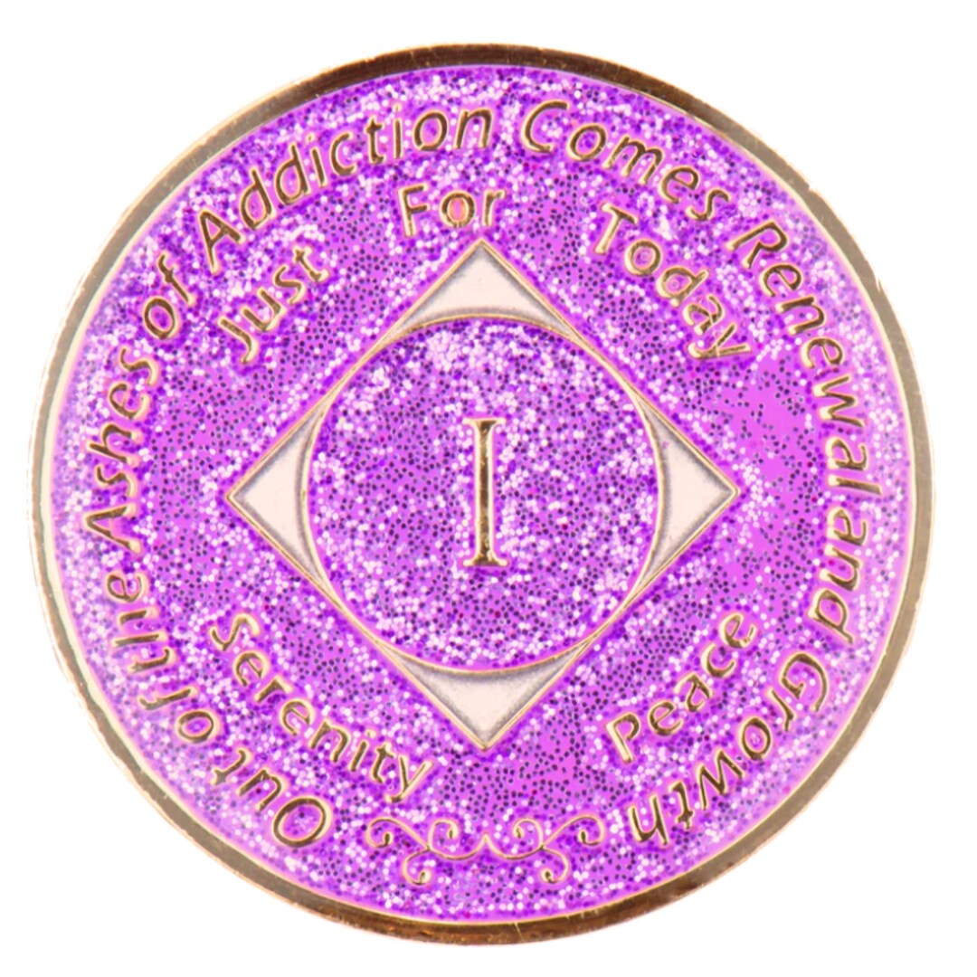 NA Purple Glitter Medallion (yrs 1-40) Recovery Narcotics Anonymous ...