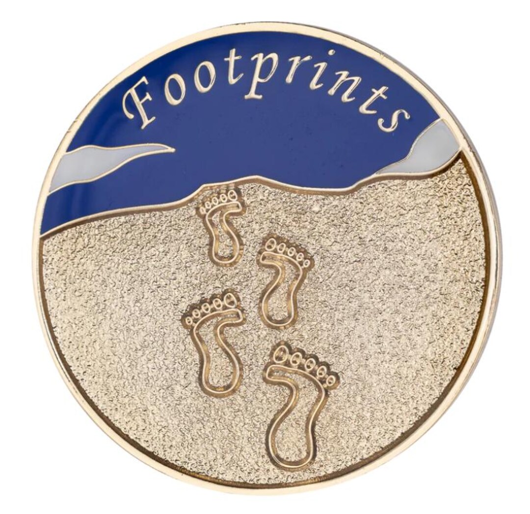 Footprints in the Sand Medallion AA Recovery Medallion- 12 Step Program ...