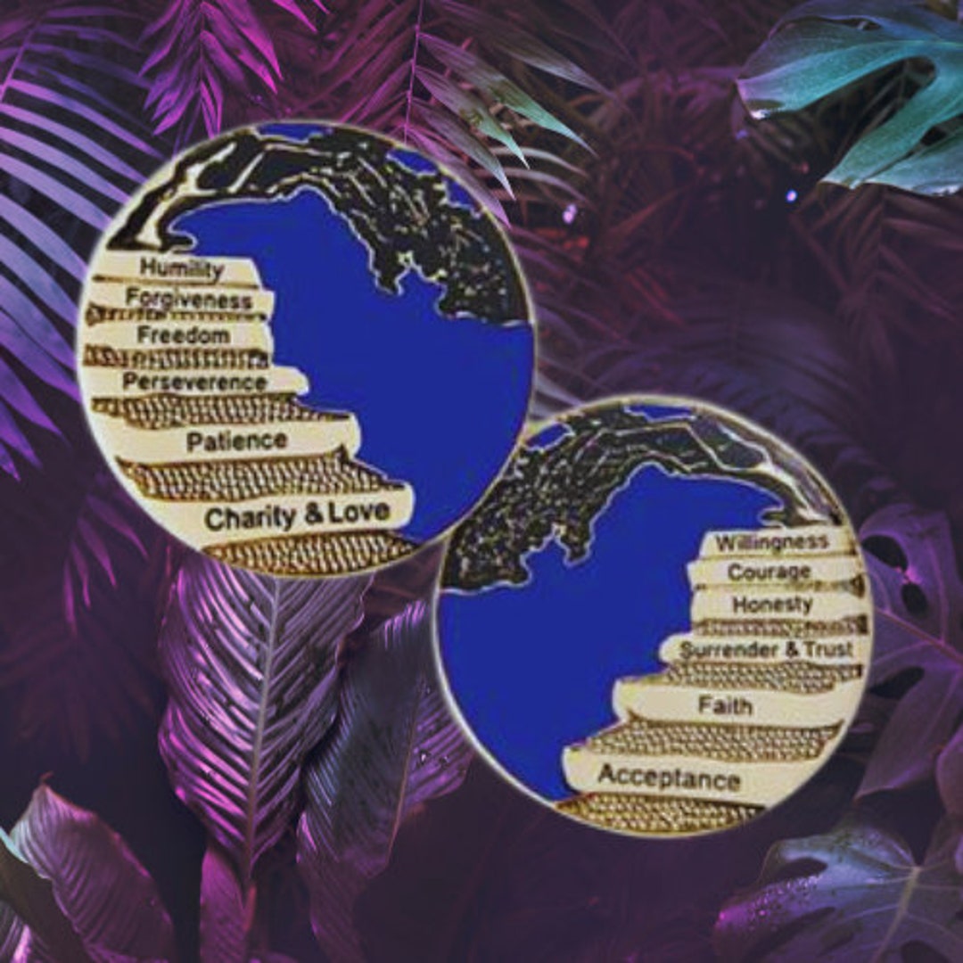 12 Step Principles Specialty Medallion Colored Coin AA Recovery ...