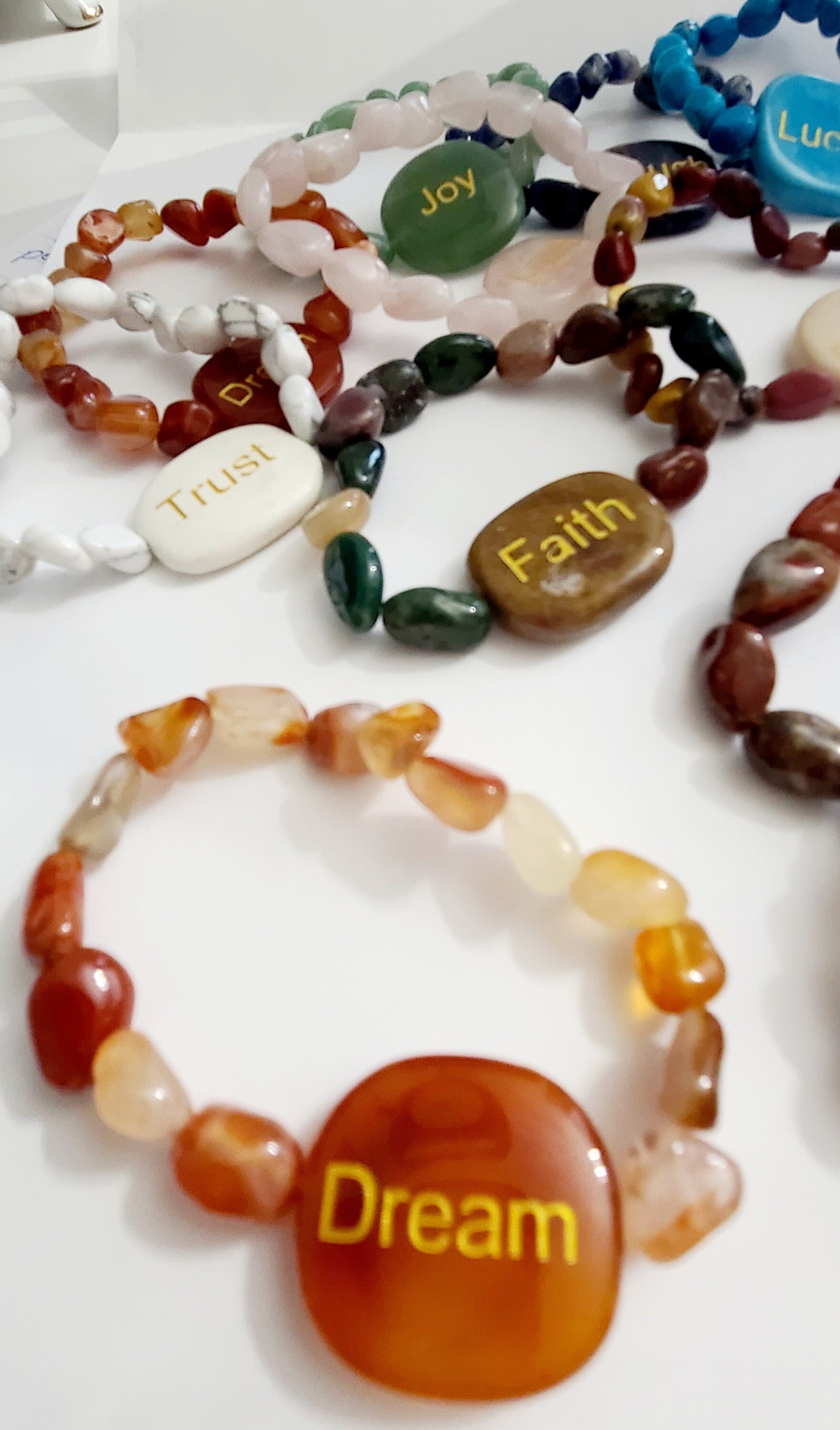 Gorgeous Large Word Gemstones Bracelets- Energy, Serenity, Happiness ...