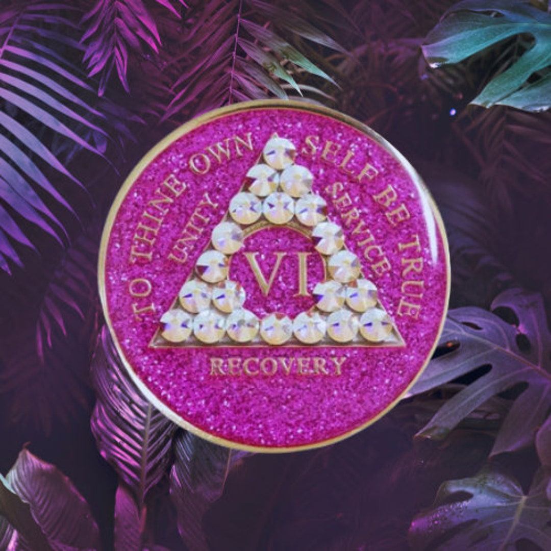 AA Medallion Glitter Pink W AB White Bling Crystals yrs 1-60 Bling ...