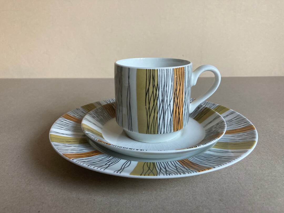 Vintage Midwinter Sienna Jessie Tait Small Cup, Saucer & Cake Plate ...
