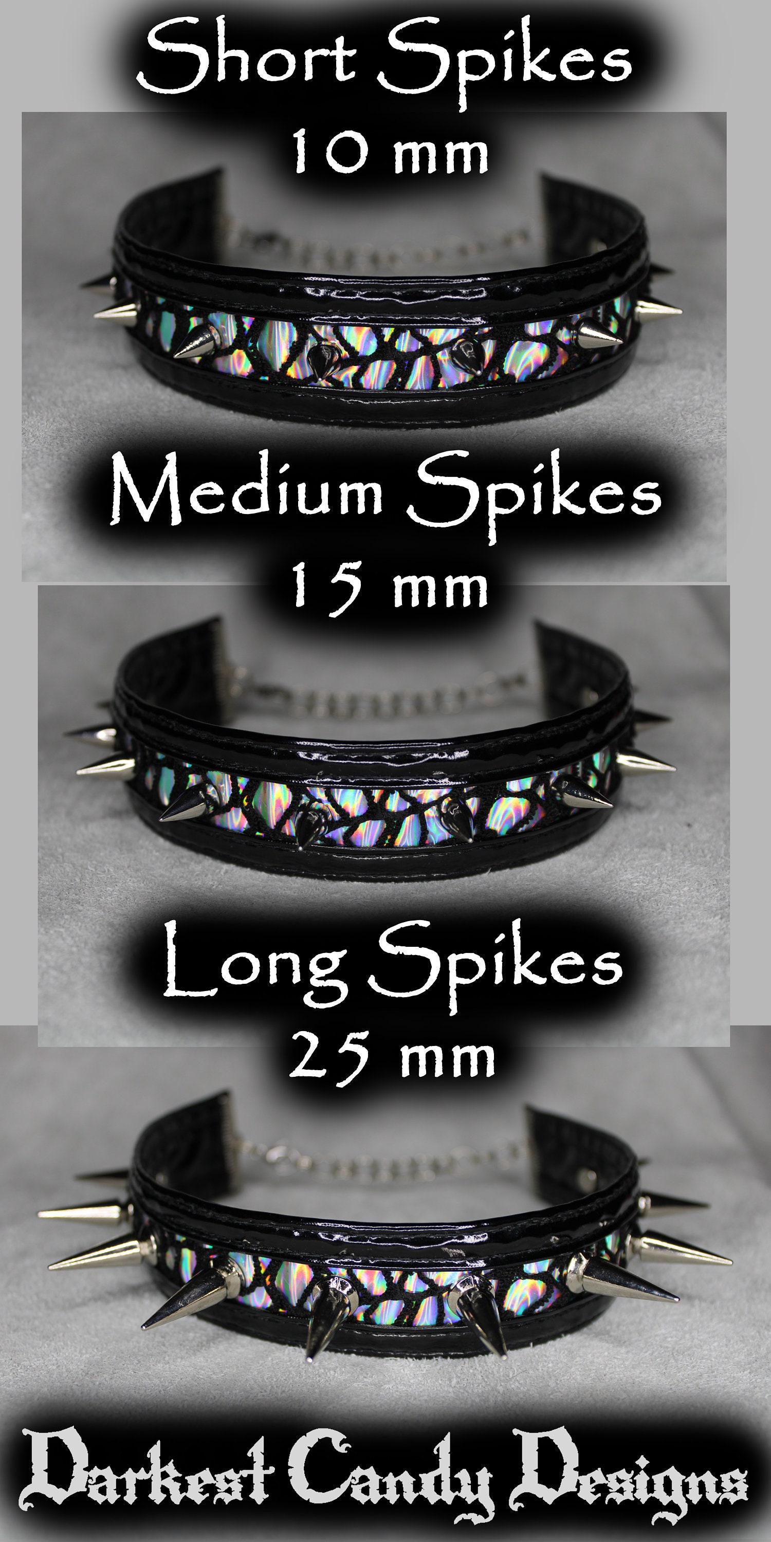 Crisis Holographic Vinyl & Fishnet Spiked Choker, Choose Color, Silver ...