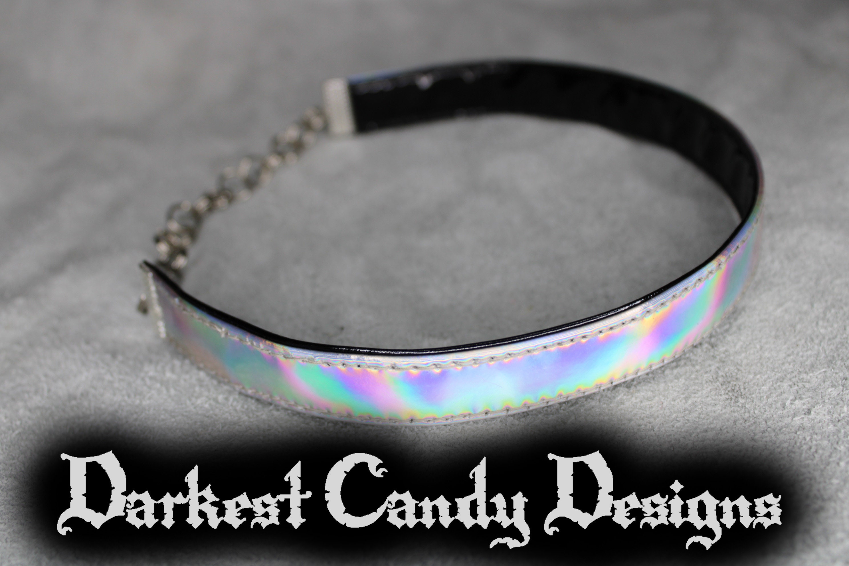 Futura Holographic Vinyl Choker, Choose Color, Silver Pink Purple Blue ...