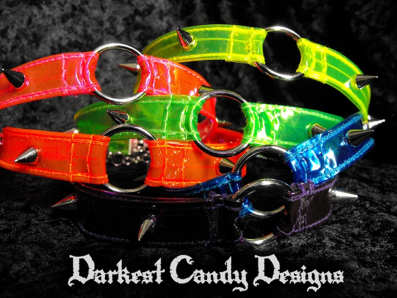 Toxic Candy Neon Vinyl Spiked O-Ring Choker choice of Pink | Etsy