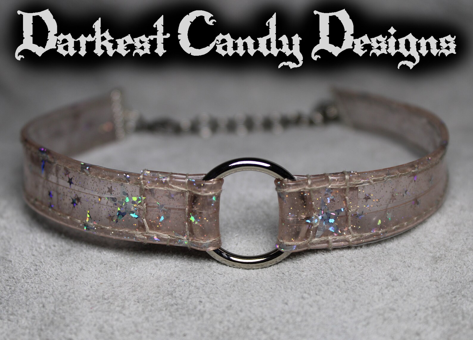 Celestial Star Vinyl O-ring Choker, Choice of Rainbow Red Pink Green ...