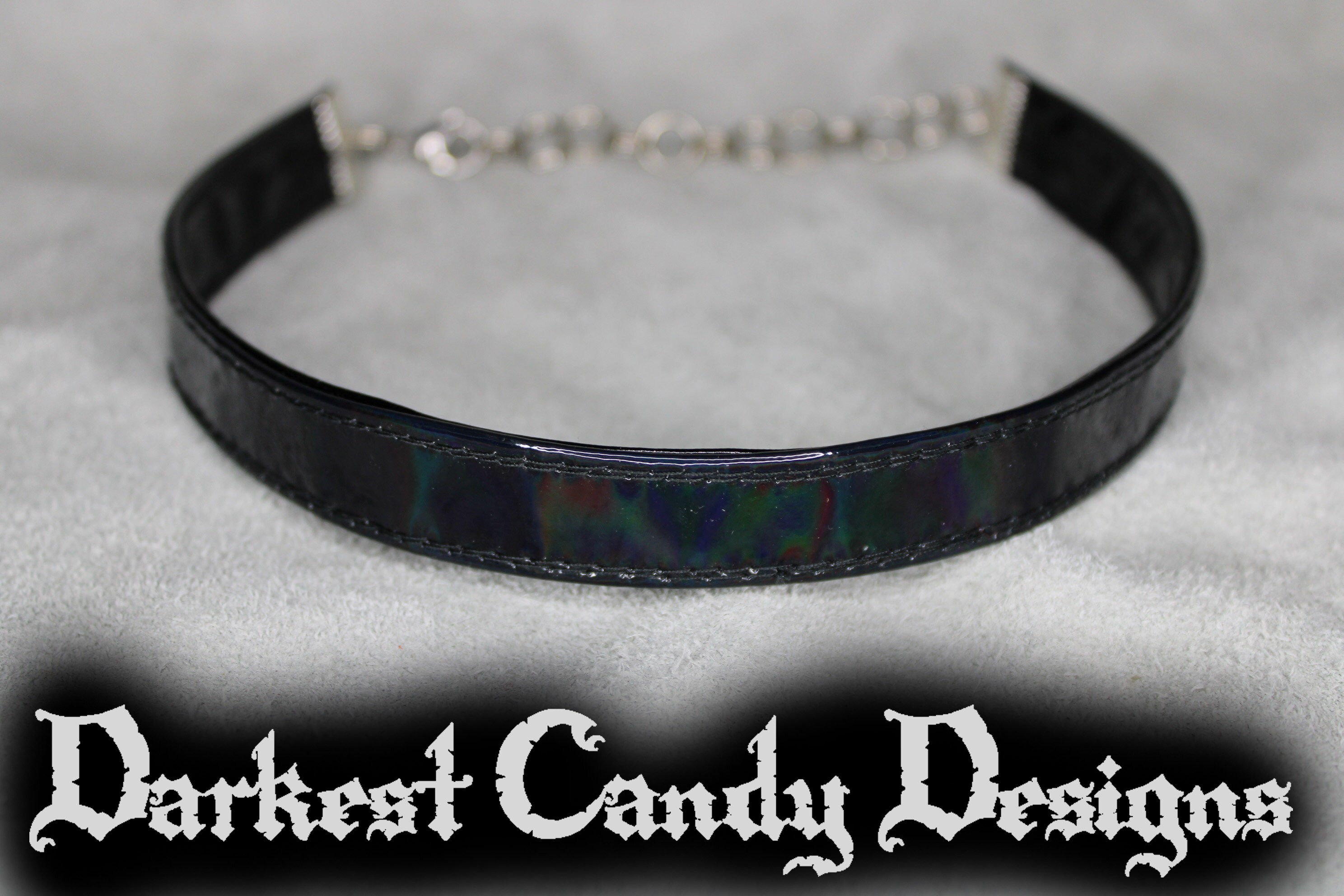 Futura Holographic Vinyl Choker, Choose Color, Silver Pink Purple Blue ...