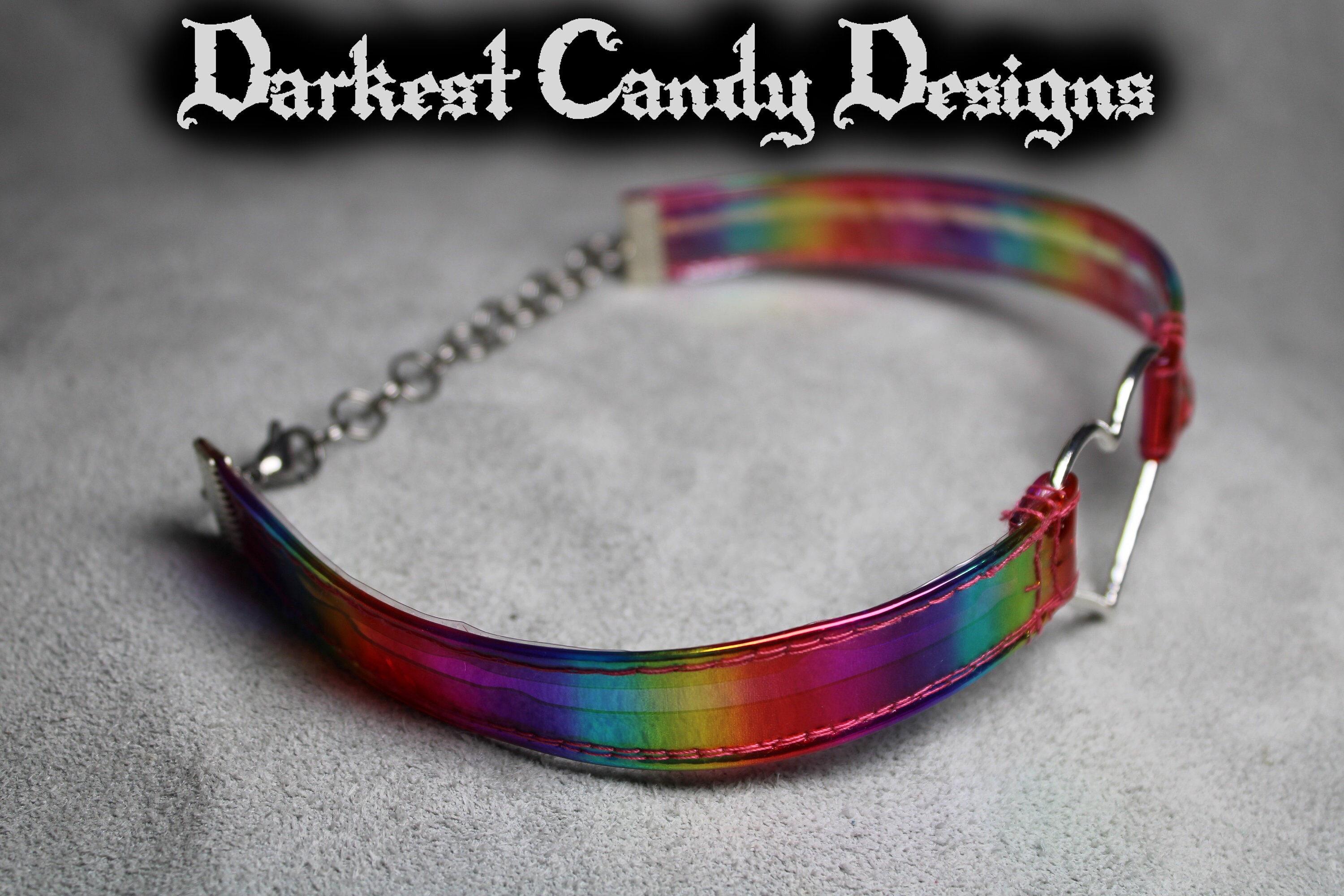 Prisma Rainbow Vinyl Choker, Choose From 3 Different Styles, Pride ...