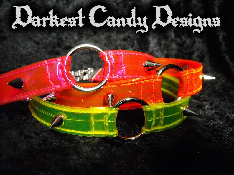 Toxic Candy Neon Vinyl Spiked O-Ring Choker choice of Pink | Etsy
