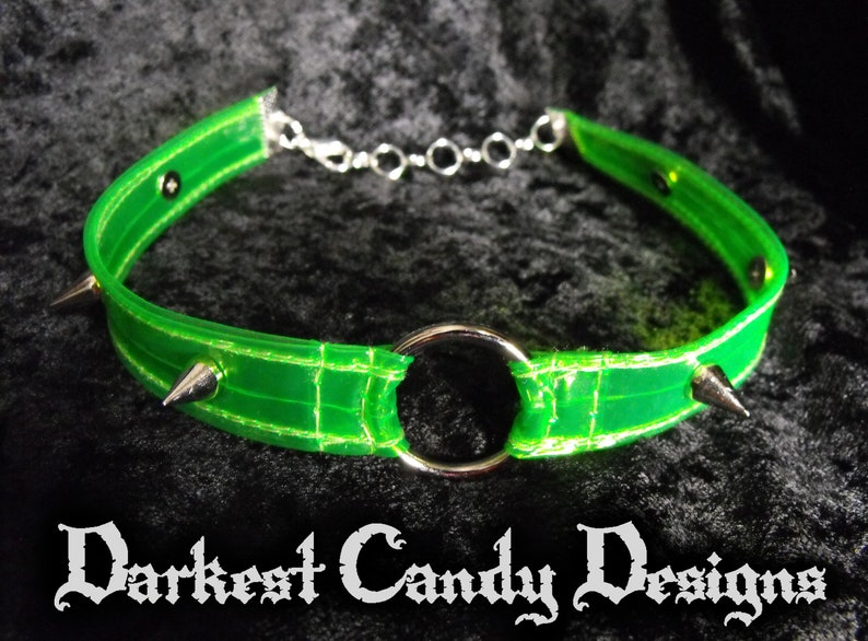 Toxic Candy Neon Vinyl Spiked O-Ring Choker choice of Pink | Etsy