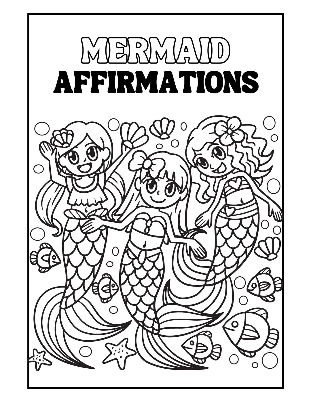 Mermaid Positive Affirmation Coloring Book - Etsy