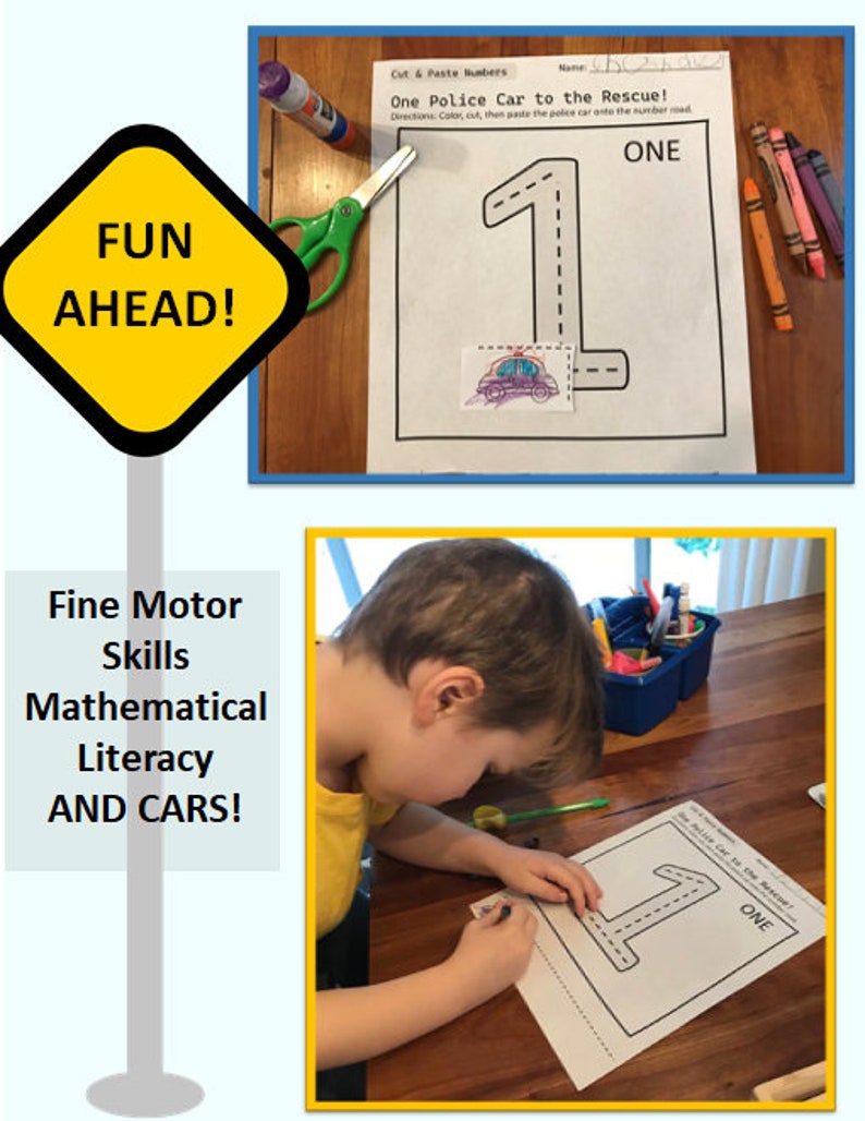 Vehicle Cut and Paste Numbers 1-10 Cars Go VROOM Learning - Etsy