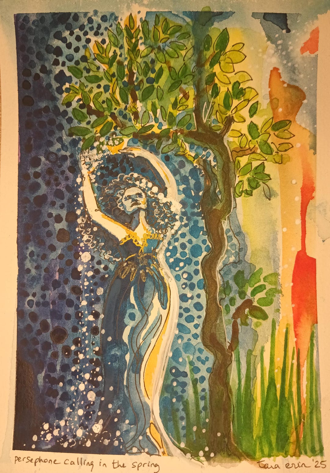 Colorplay: Persephone Calling in the Spring (original Art. Watercolor ...