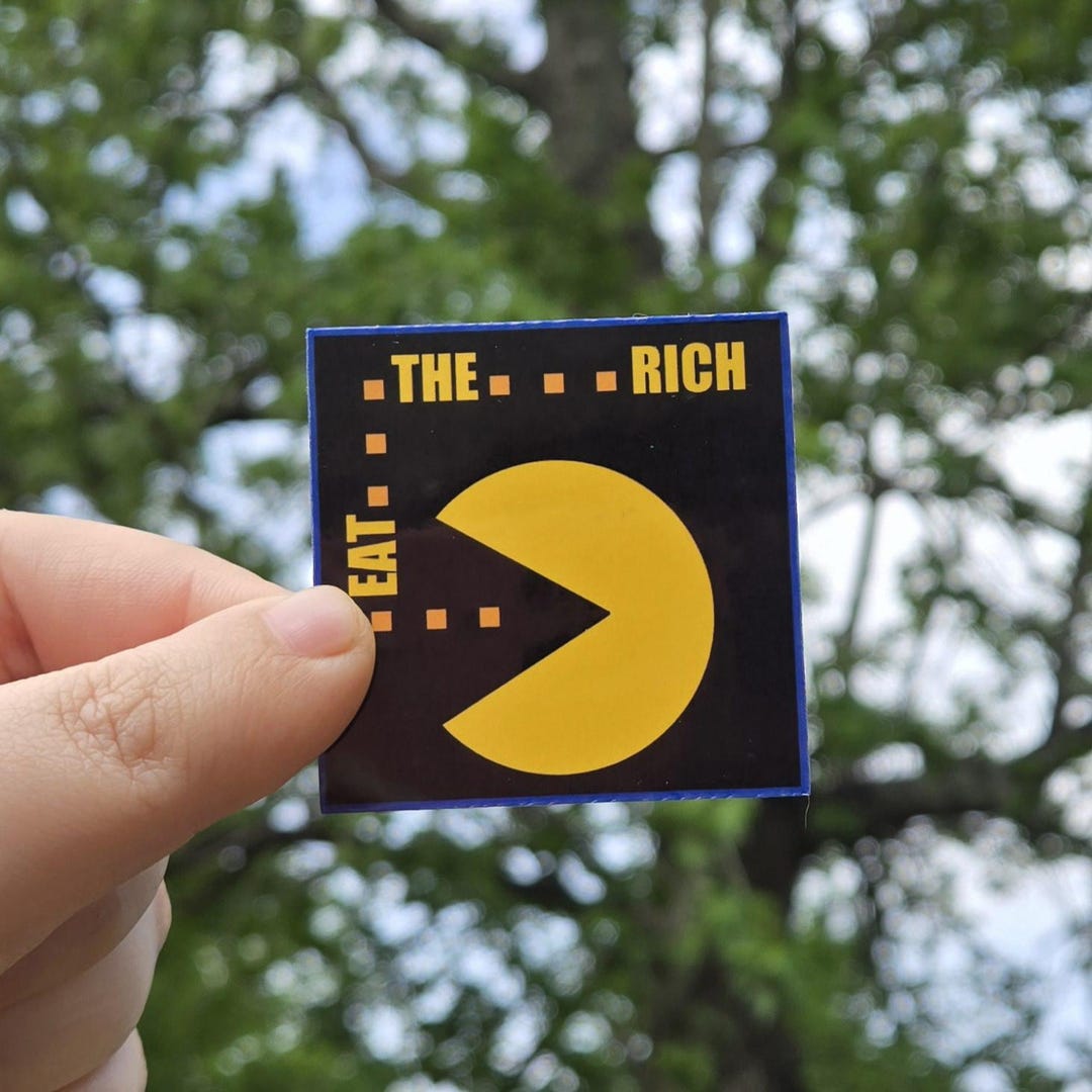 Pacman Vinyl Retro Sticker | Eat the Rich, Gamer Decor, Socialism ...
