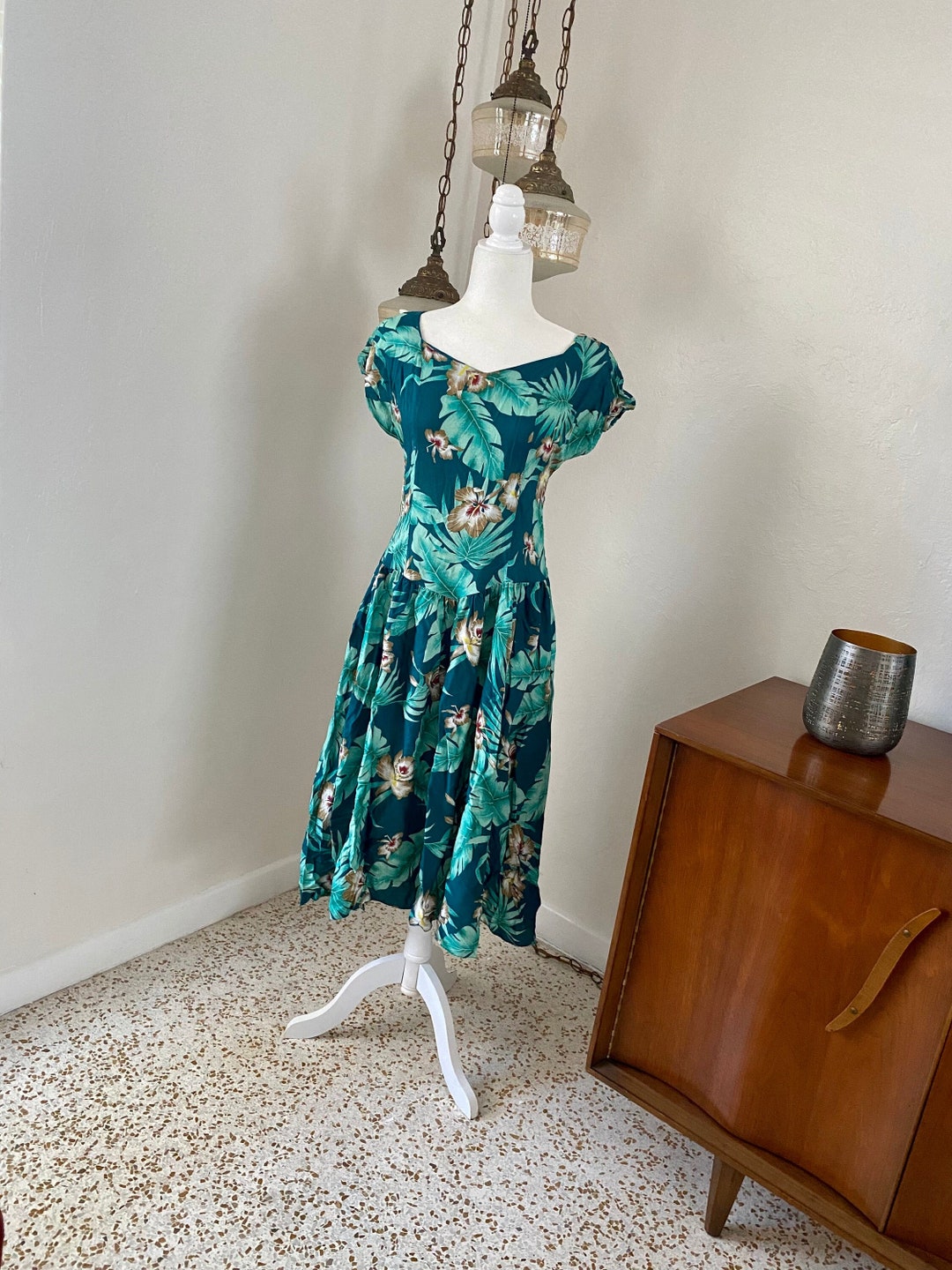 Vintage 1980s Royal Creations Made in Hawaii Midi Tropical Palm and ...