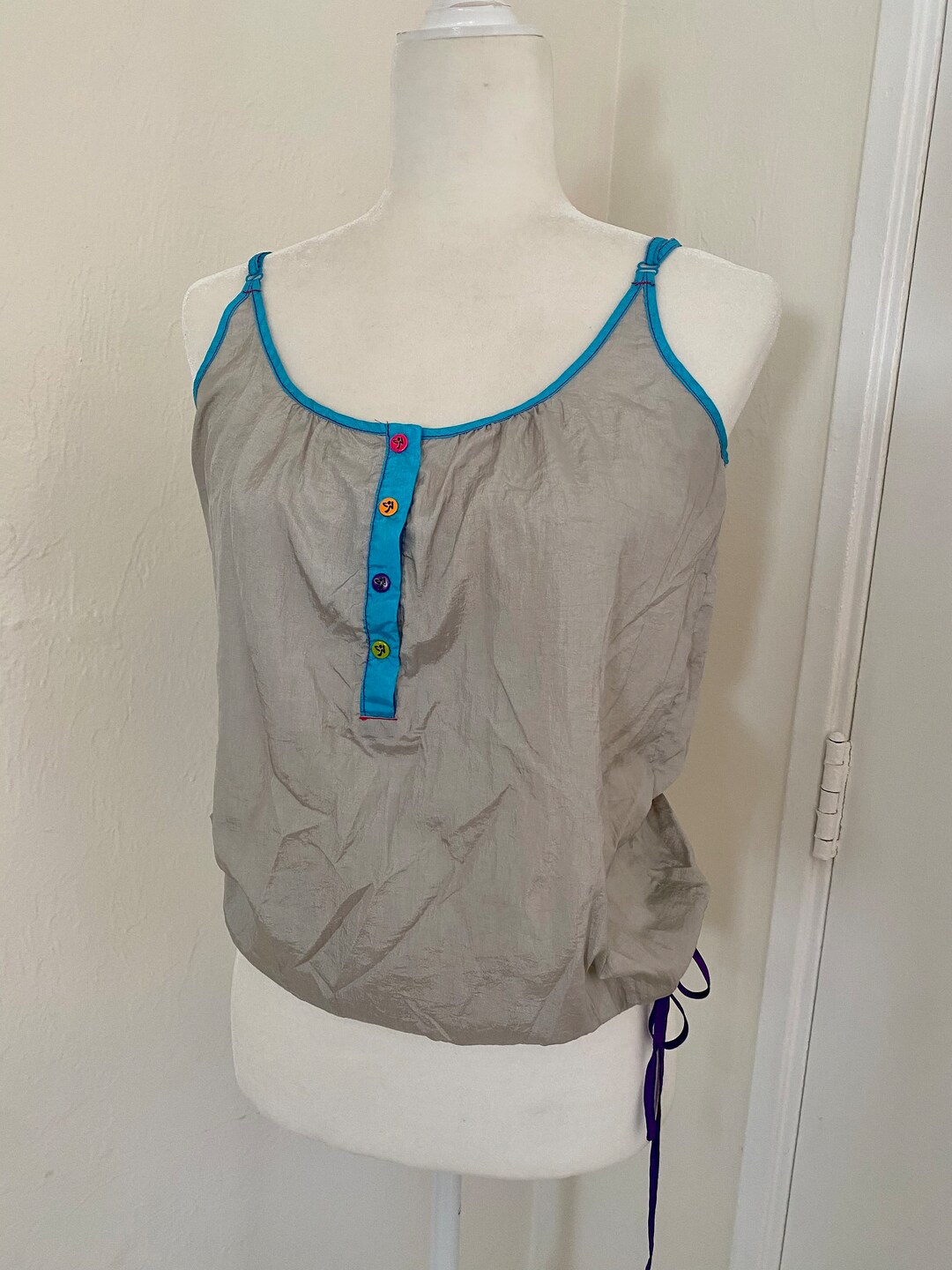 Early 2000s Y2K Zumba Workout Tank Top Drawstring Waist Colorful ...