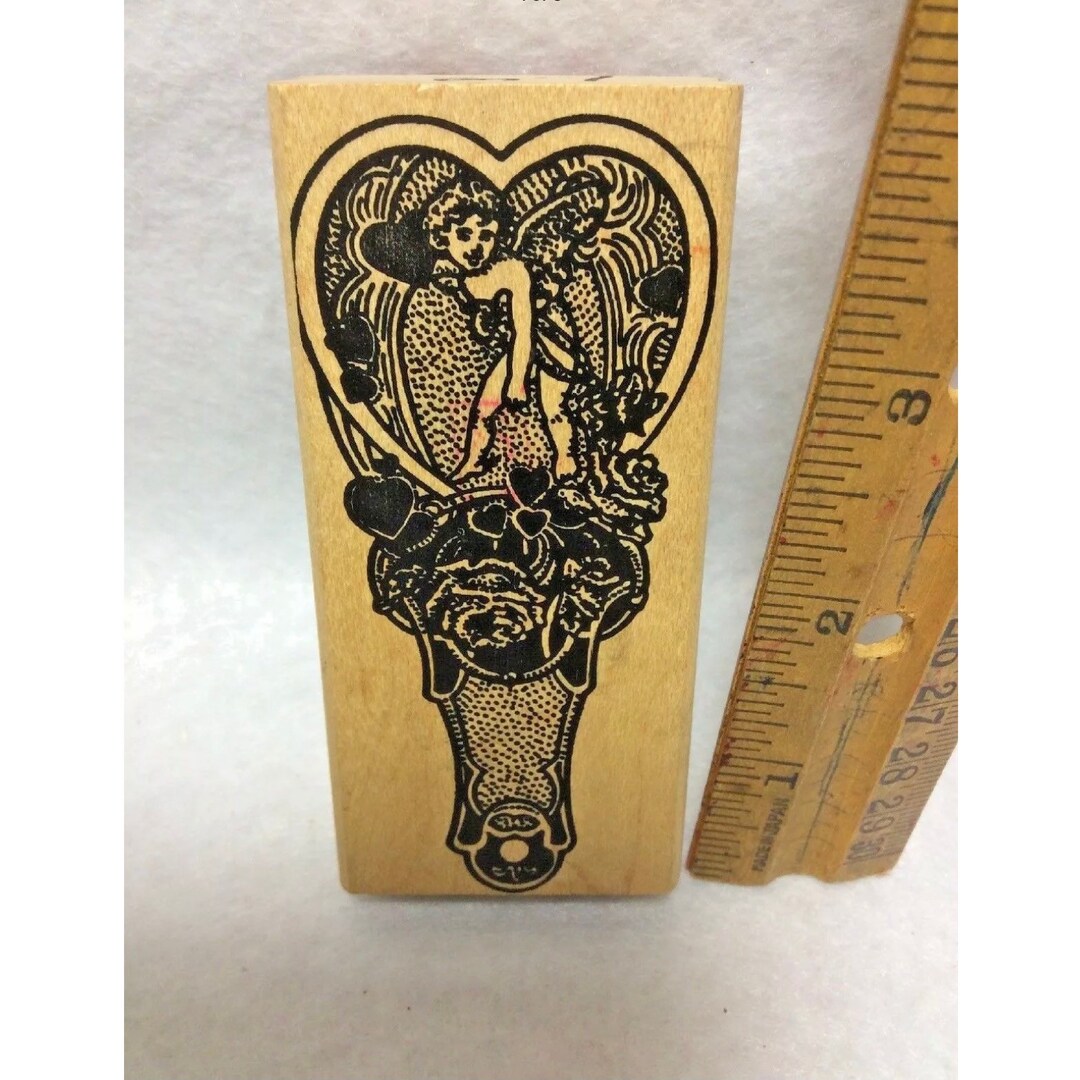 Vintage MOMR Museum of Modern Rubber Stamp Fan Cupid Heart - Etsy