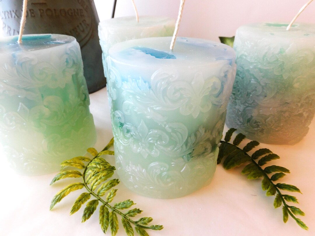 Fleur Di Lis Embossed Pillar Candle Scented Fraser Fir - Etsy