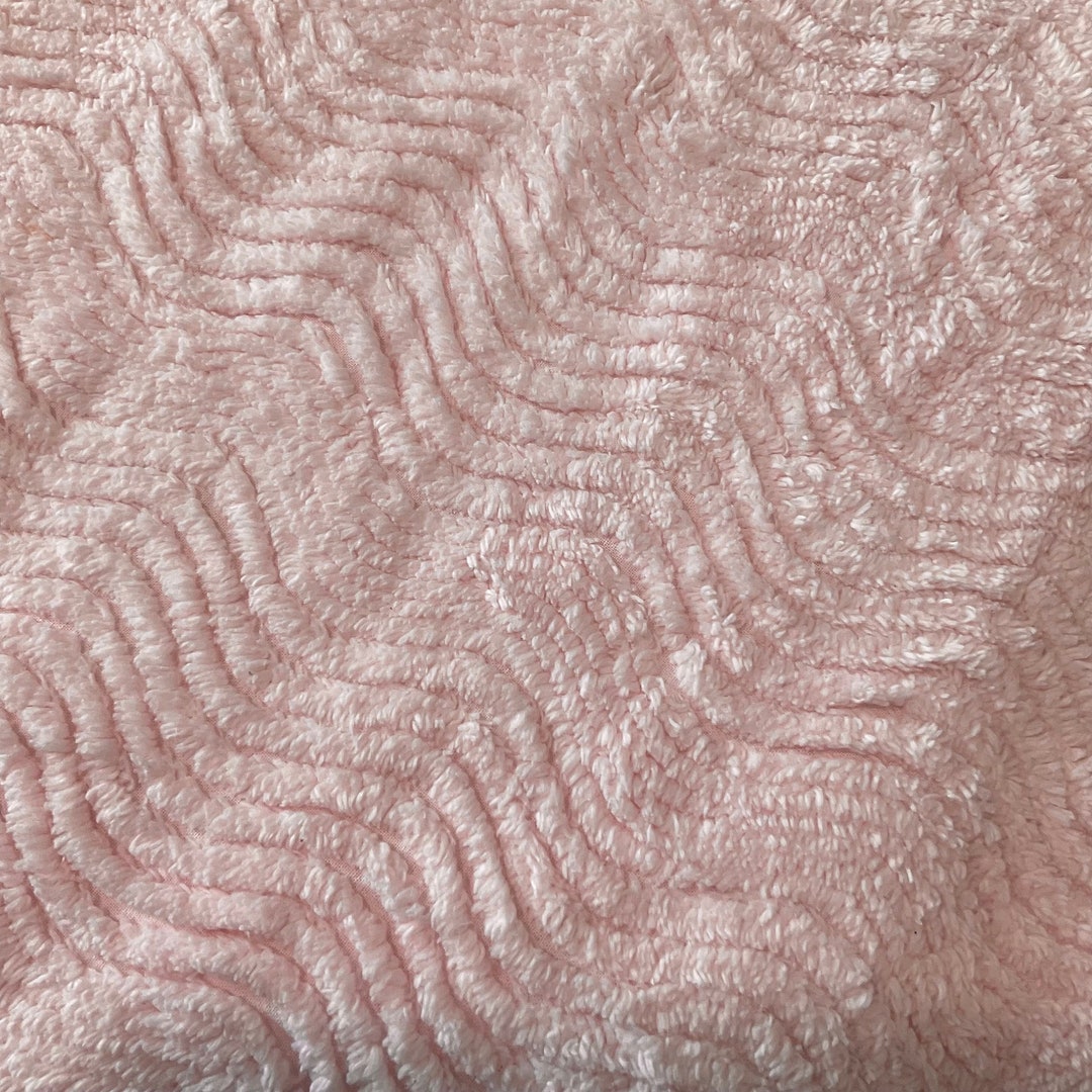 Pink Cotton Terry Chenille Fabric, Wavy Texture, 49 by 62 Inches ...