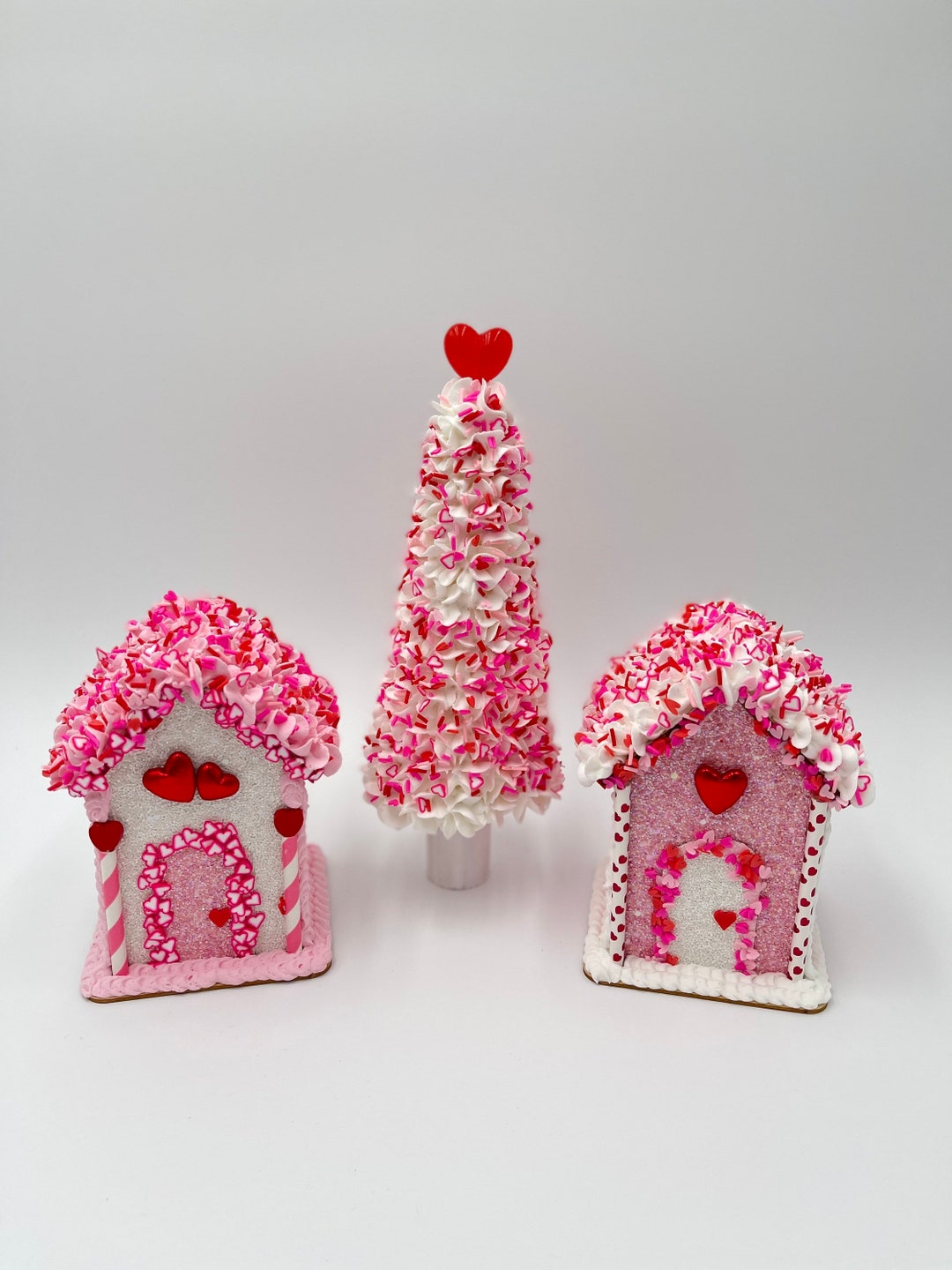 Valentines Day Village House, Valentines Day Gingerbread House, Pink ...