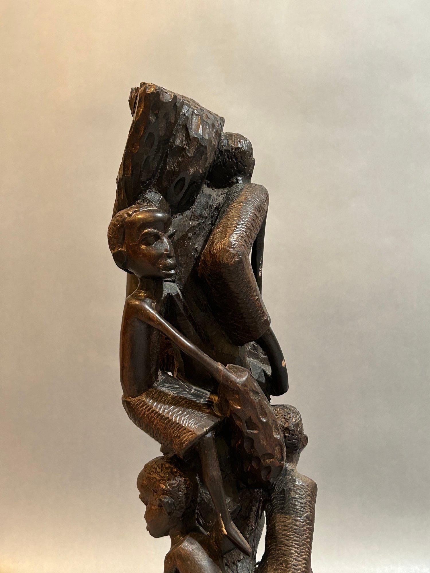 Vintage Makonde Tree of Life Sculpture – 14” Hand-carved African Ebony ...