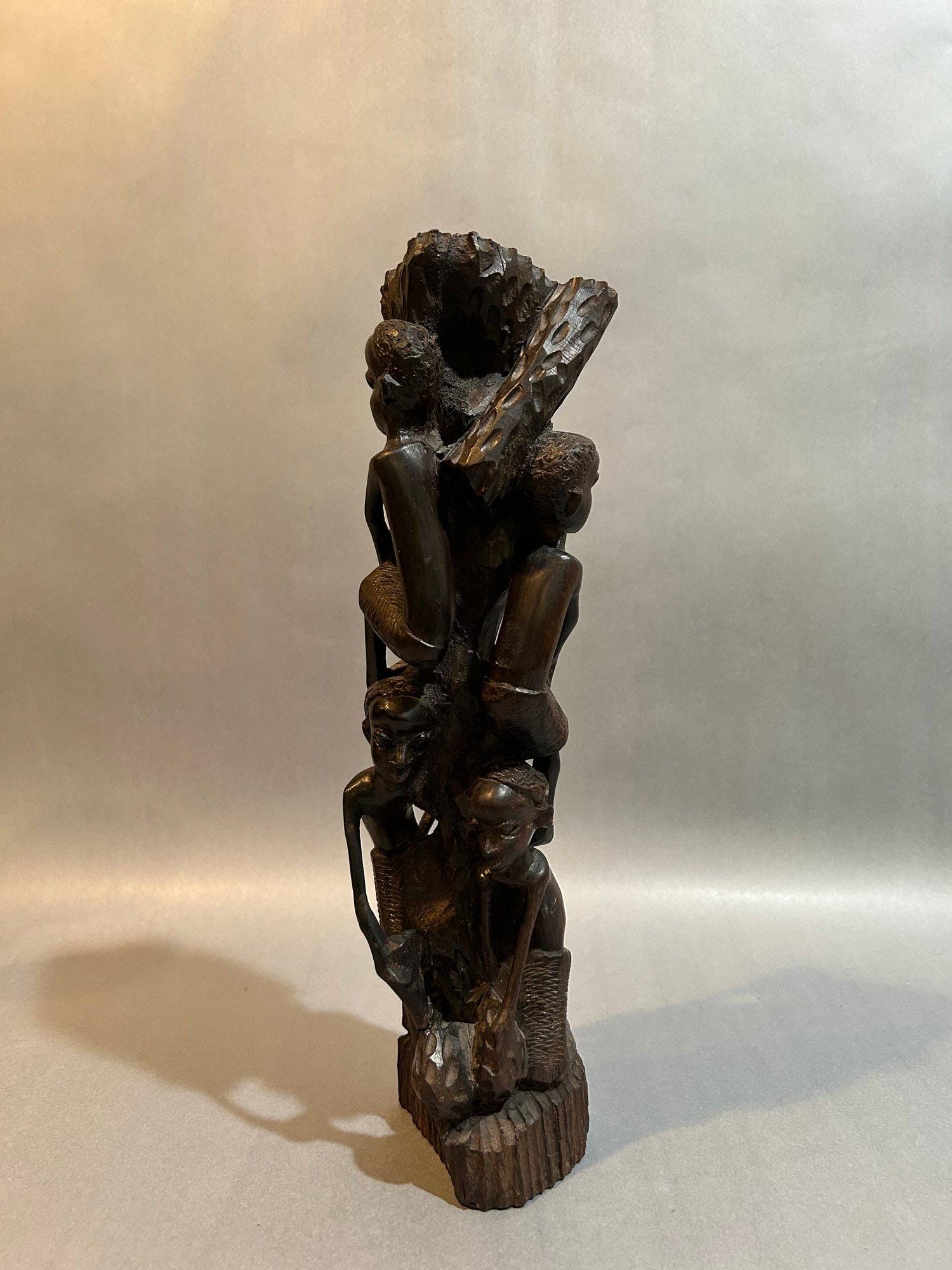 Vintage Makonde Tree of Life Sculpture – 14” Hand-carved African Ebony ...