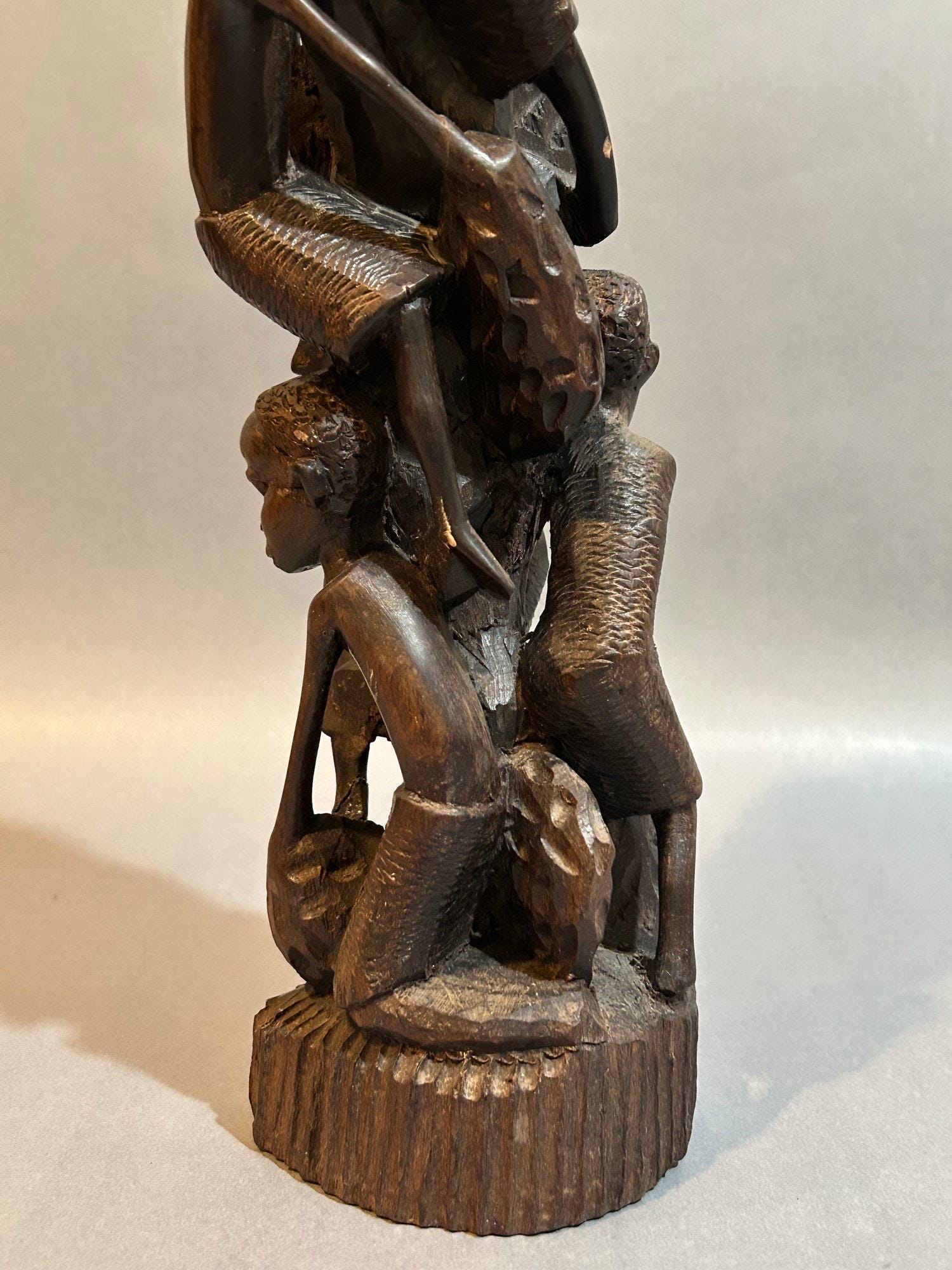 Vintage Makonde Tree of Life Sculpture – 14” Hand-carved African Ebony ...