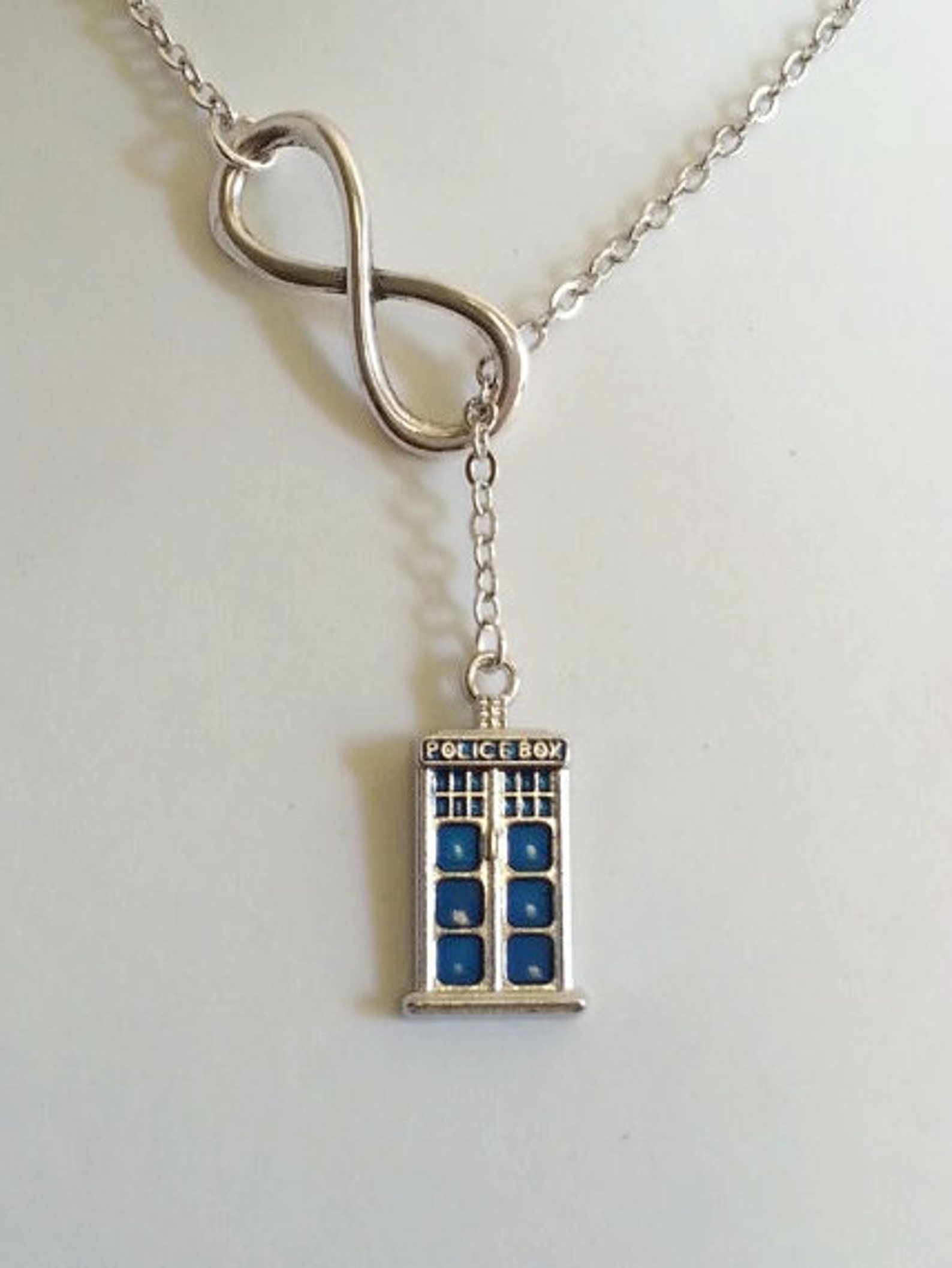 Dr. Who Tardis Lariat Necklace, Tardis and Infinity Necklace ...