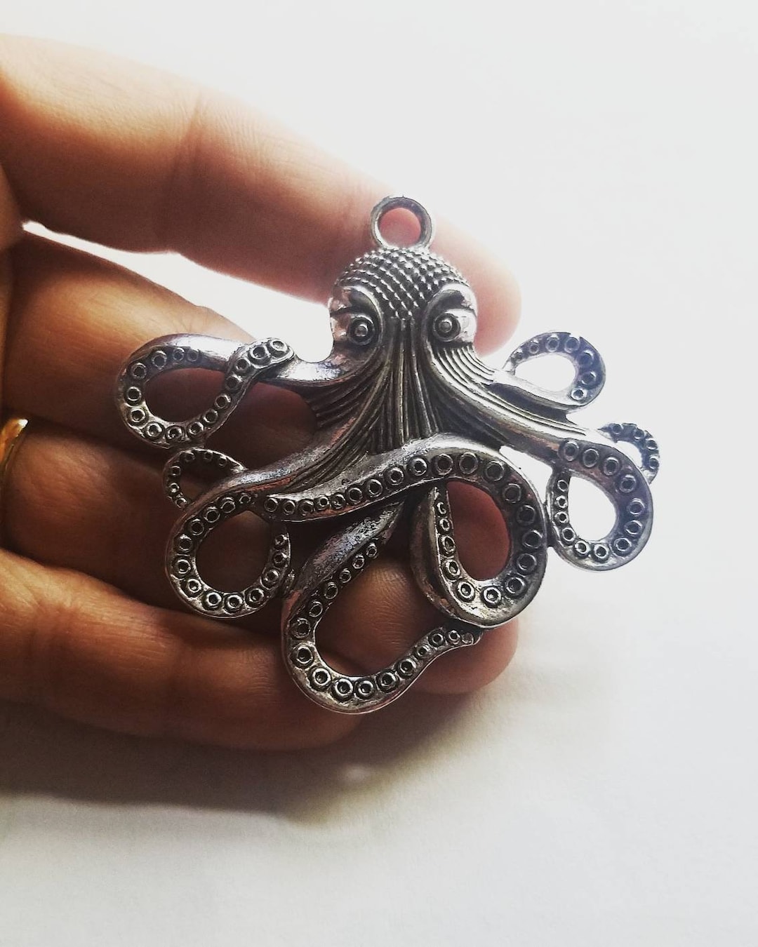 1 Large Antique Silver Octopus Pendant, 59x56 Mm, Sea Life,steampunk ...