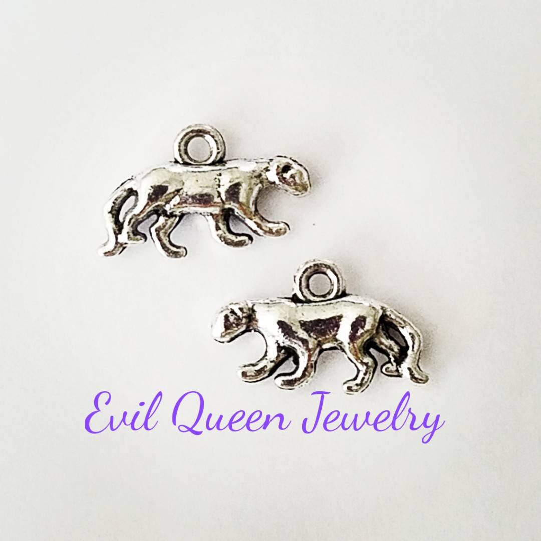 10, 20, or 50 Silver Puma, Jaguar, Leopard Charms, Double Sided, Mascot ...