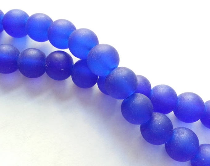 Royal Blue Frosted Beads 8mm Beads Frosted Glass Beads Sea - Etsy