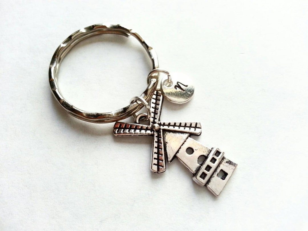 Silver Windmill Keychain, Key Ring, Hand Stamped, Netherlands, Dutch ...
