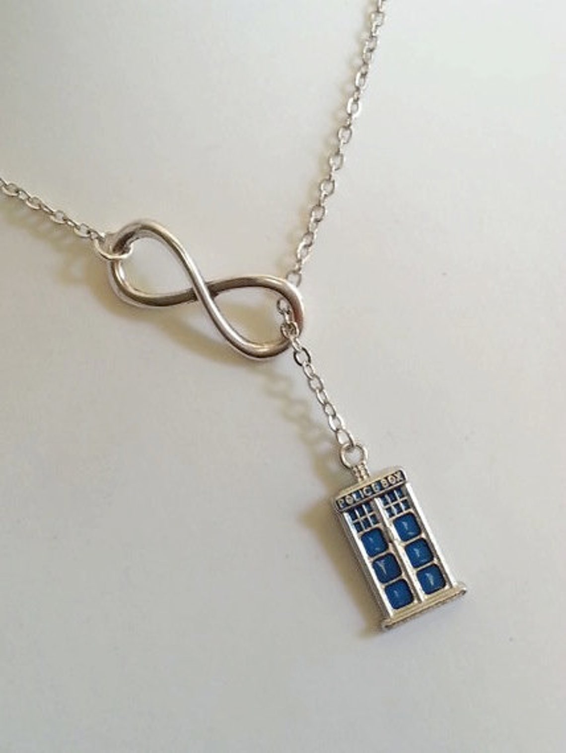 Dr. Who Tardis Lariat Necklace, Tardis and Infinity Necklace ...