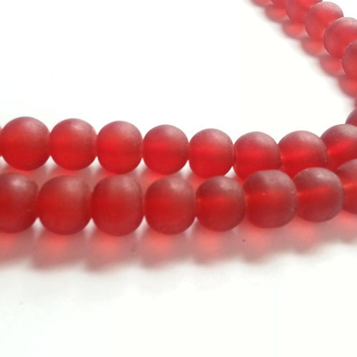 10mm Dark Red Frosted Glass Round Beads 15 Strand - Etsy