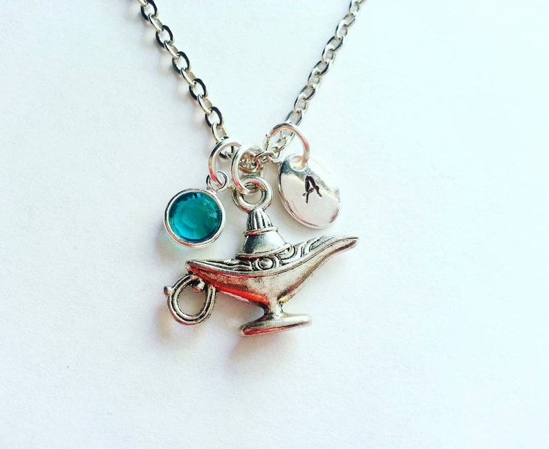 Personalized Silver Magic Lamp Necklace, Genie in a Bottle, Hand ...