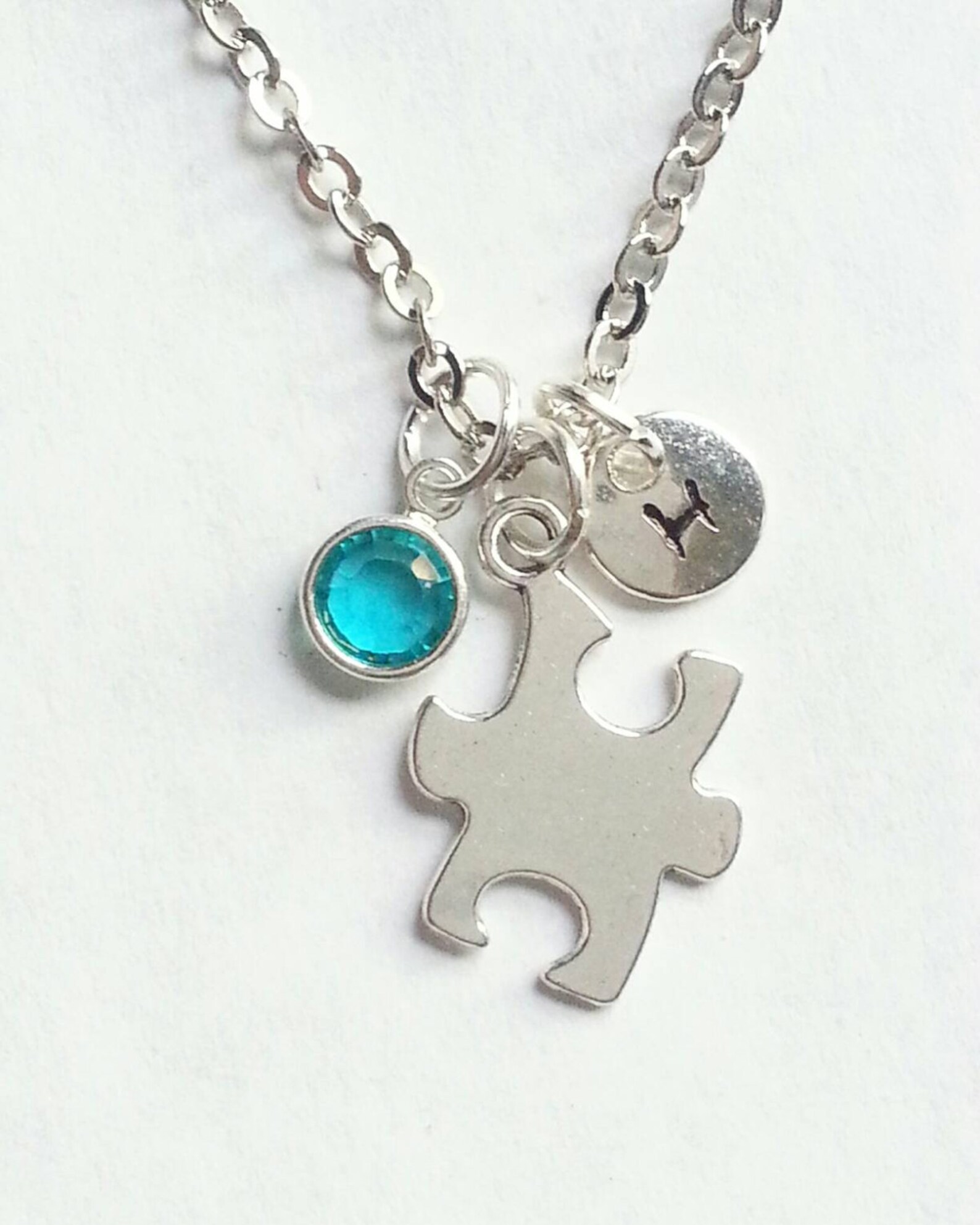 Monogrammed Personalized Autism Awareness Necklace, Silver Puzzle Piece ...