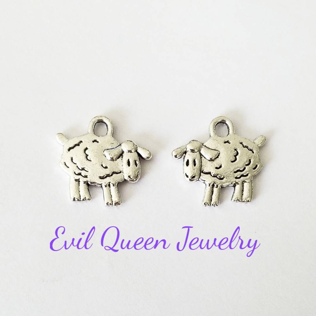 10, 20, or 50 Adorable Silver Sheep Charms!, 14.5x15mm, Double Sided ...