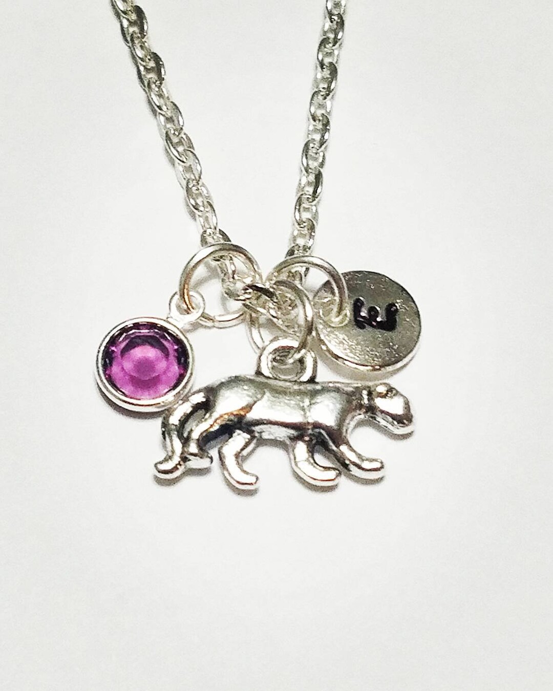 Monogrammed Personalized Puma Panther Cat Necklace, Mascot, Hand ...