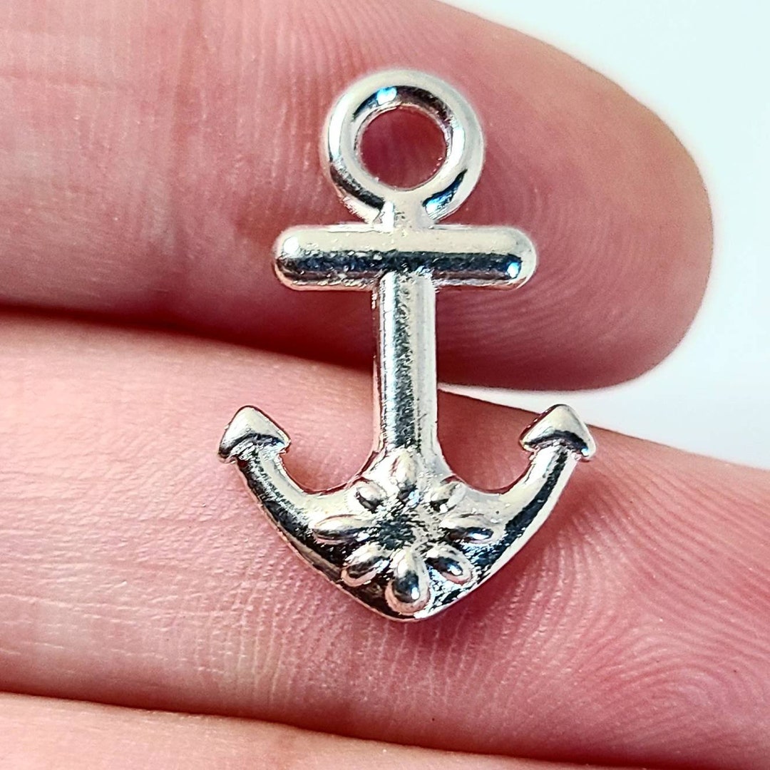 10, 20, or 50 Silver Anchor Charm Pendants, Nautical Charms, Double ...