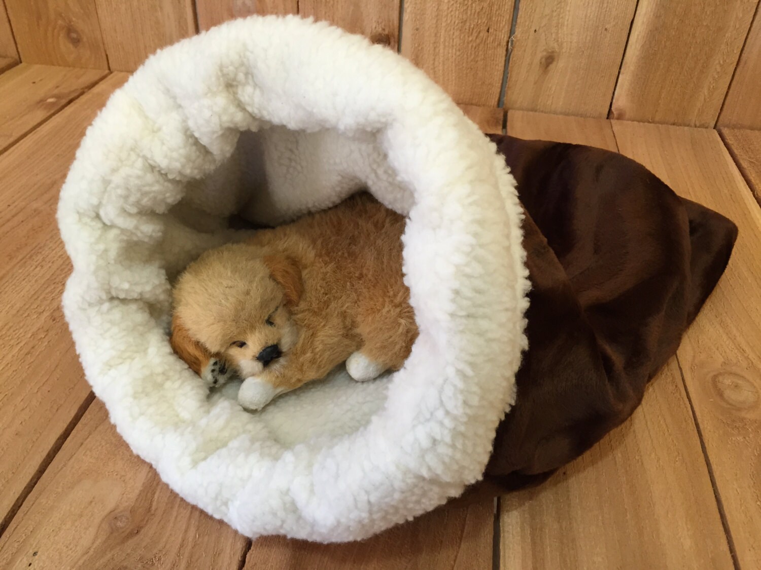 Snuggle Den Brown Faux Fur Pet Bed Sleeping Bag Den - Etsy