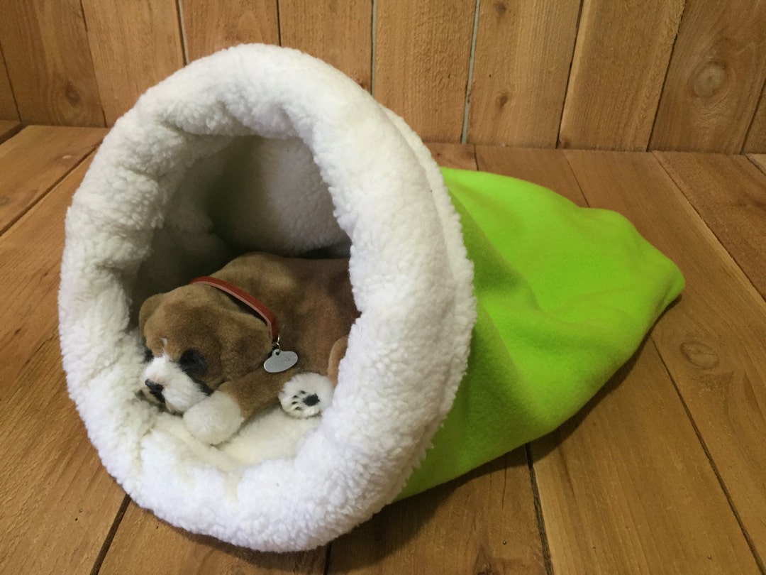 Pet Bed, Snuggle Den, Lime Green, NEW FABRIC CHOICES, Sleeping Bag, Den ...