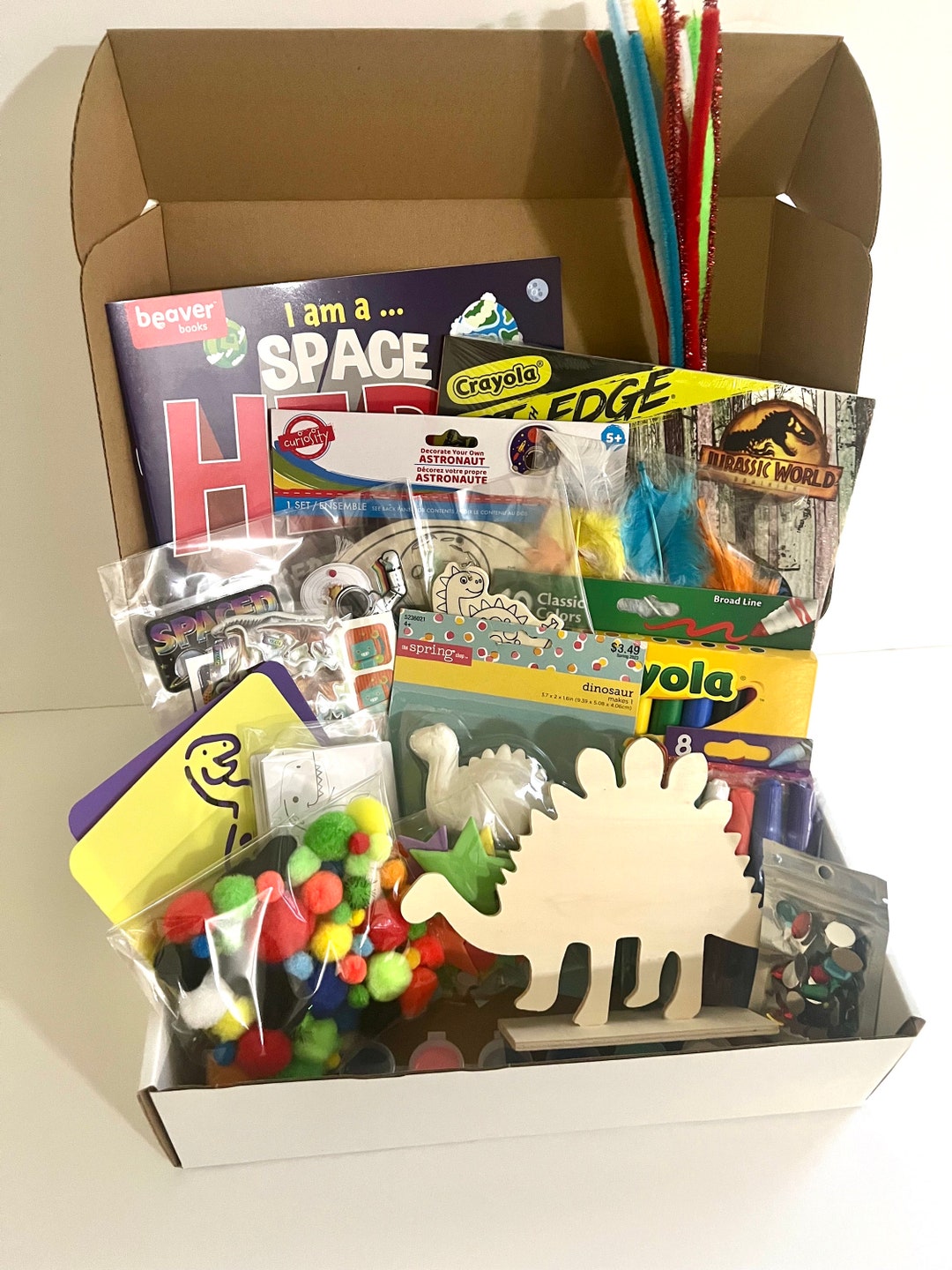 Dinosaur and Space Craft Box, Arts and Craft Boxes for Kids, Busy Box ...