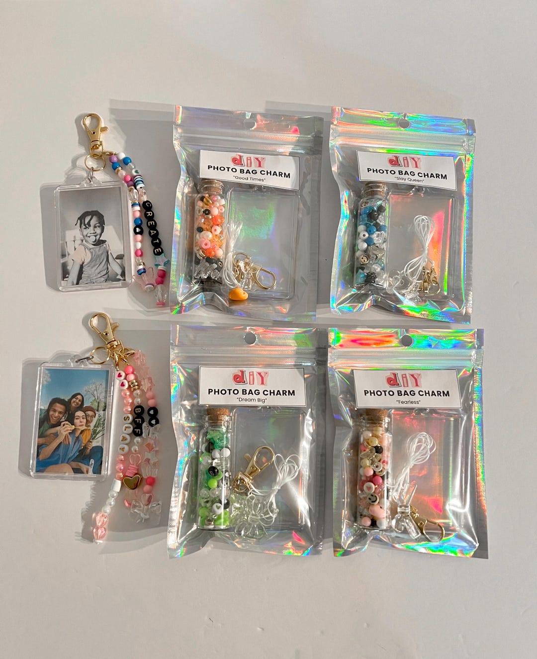 DIY Photo Bag Charm Kit, Custom Beaded Keychain Craft, Friendship Gift ...