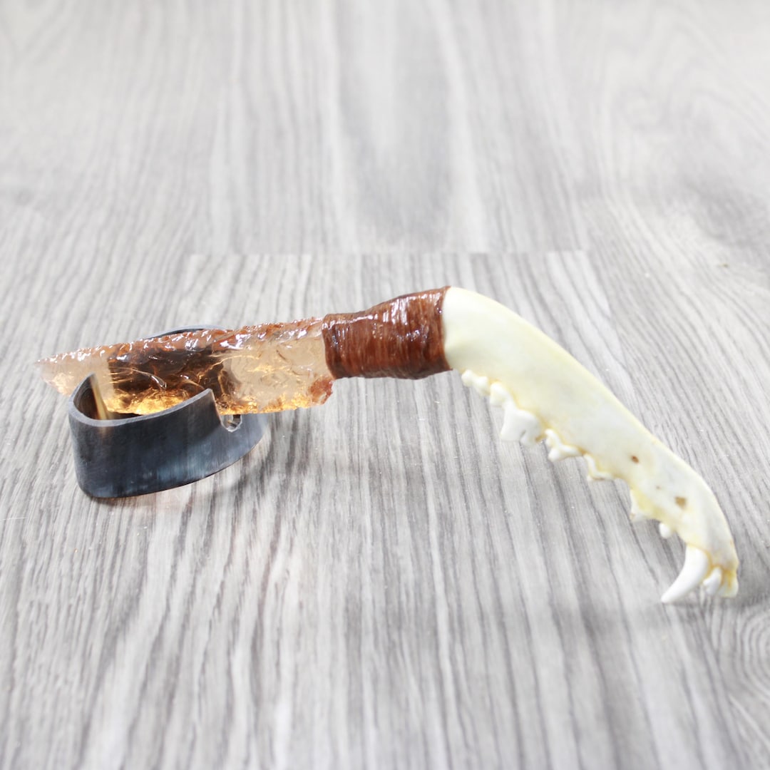 Coyote Jaw Handle Glass Blade Ornamental Knife #1752 Mountain Man Knife ...