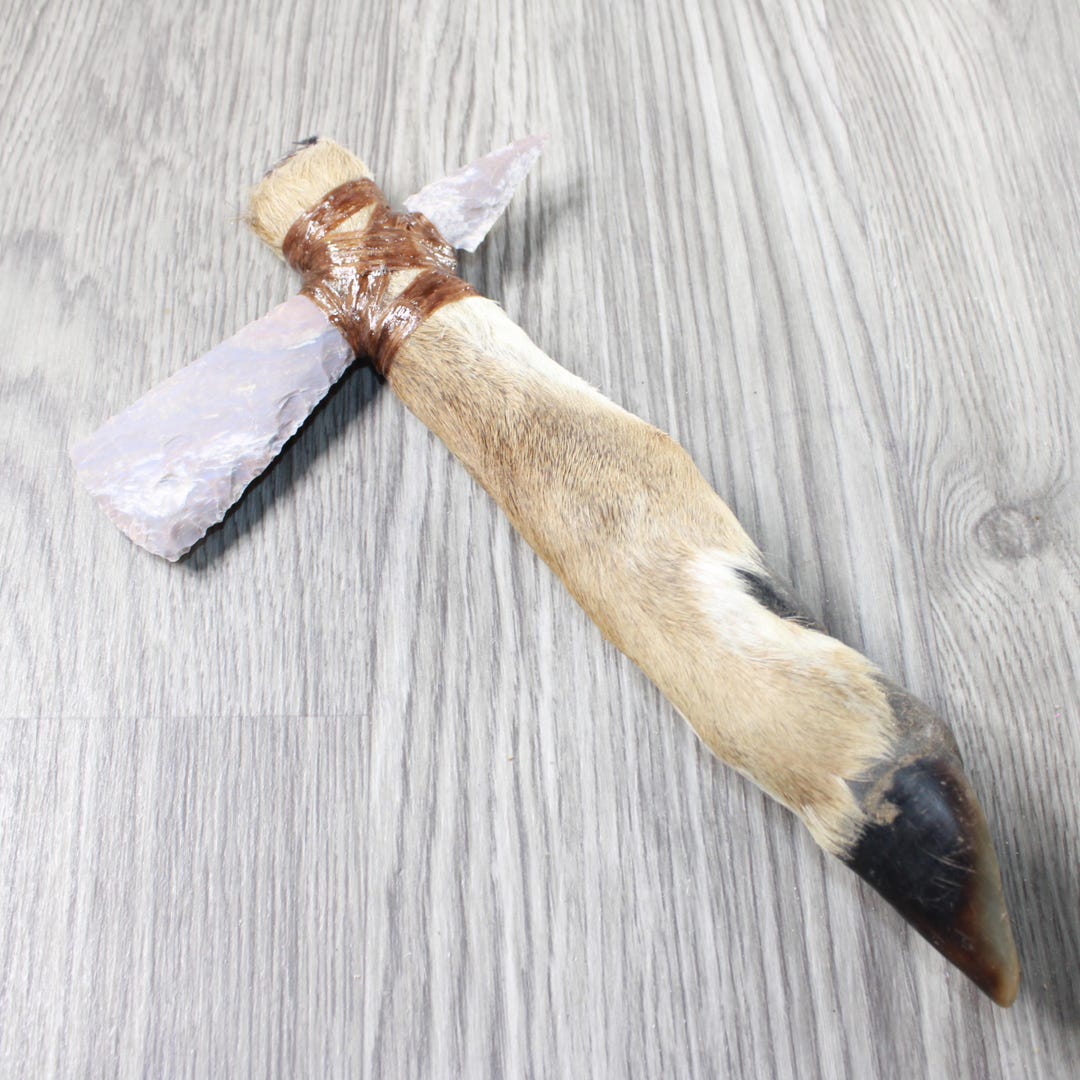 Deer Foot Handle Stone Head Ornamental Tomahawk #4457 Mountain Man ...