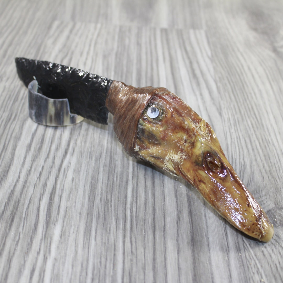 Duck Head Handle Obsidian Blade Ornamental Knife 2743 Mountain Man ...