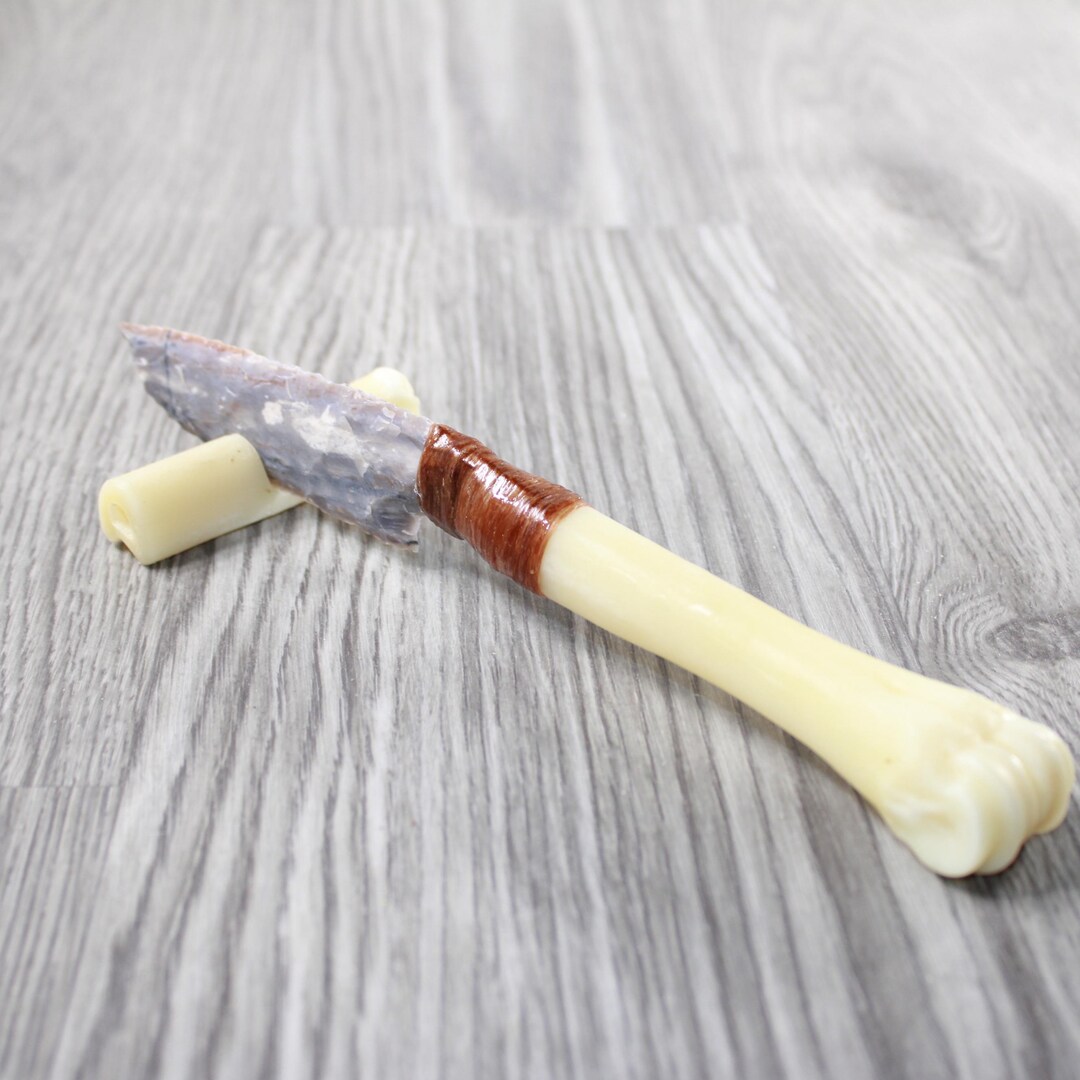 Deer Bone Handle Stone Blade Ornamental Knife 4949 Mountain Man Knife ...