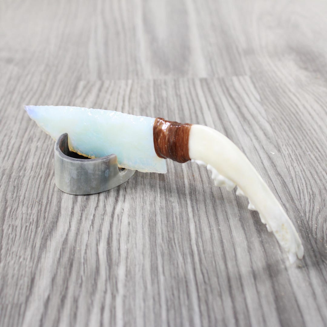 Fox Jaw Handle Opalite Blade Ornamental Knife 1452 Mountain Man Knife ...