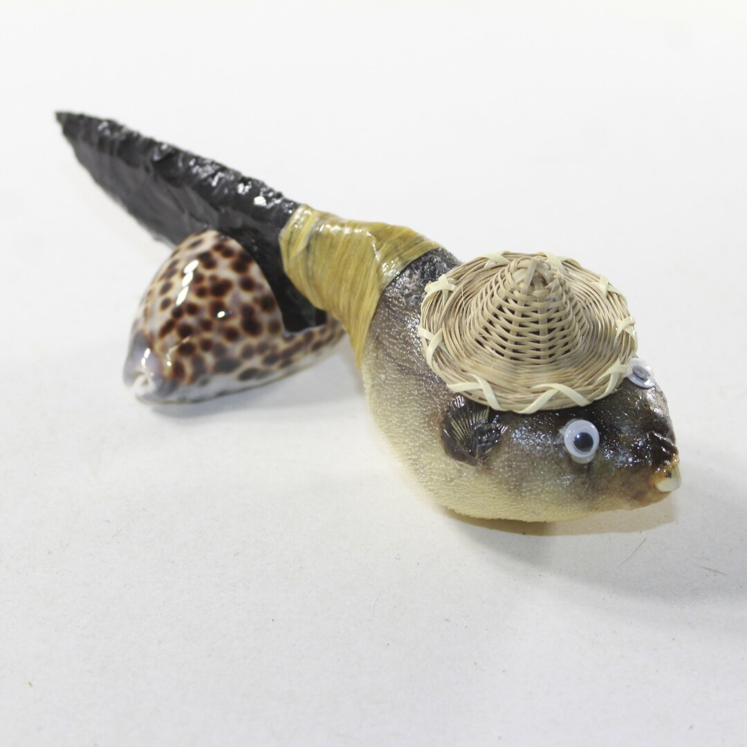 Puffer Fish Handle Obsidian Blade Ornamental Knife 3739 Mountain Man ...