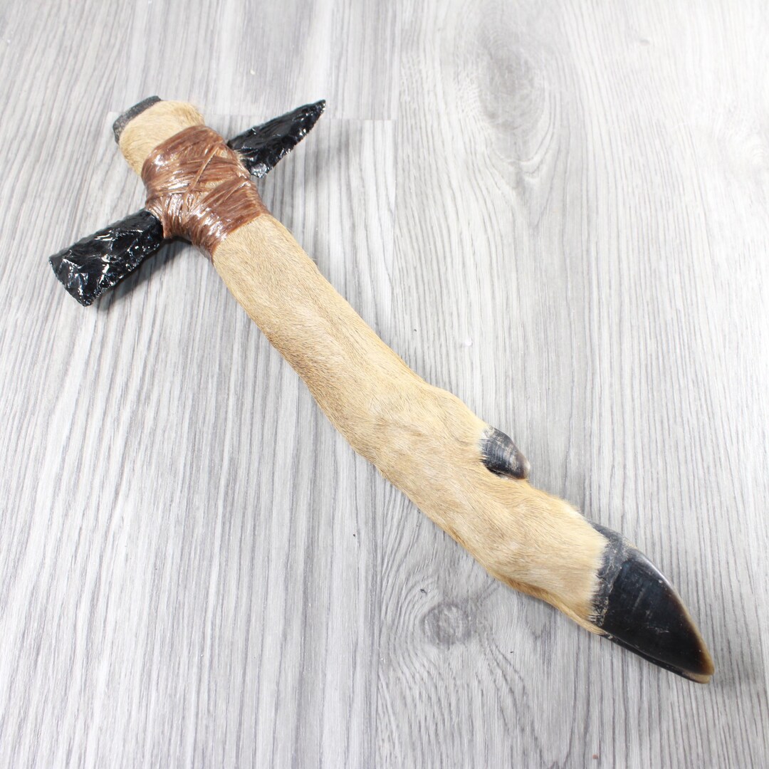 Deer Foot Handle Obsidian Head Ornamental Tomahawk 43551 Mountain Man ...